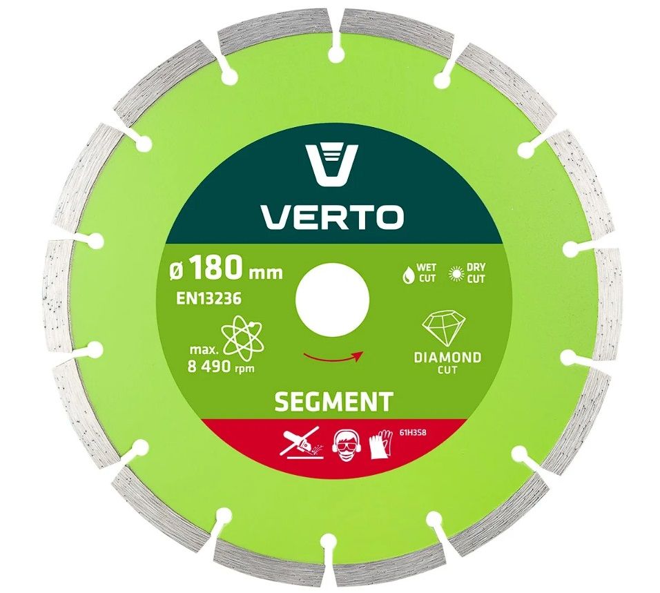 Diamantkappeskive Verto 61H3S8; 180 mm - T*61H3S8 - Slipe- / skjæreskiver